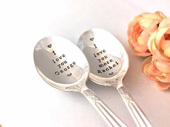 Custom Hand Stamped Spoons I Love You & I Love You More - Etsy