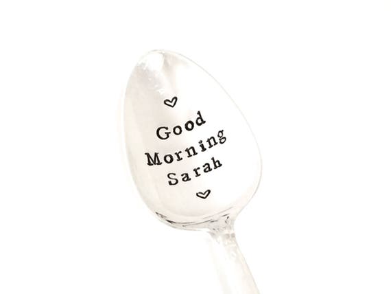 Good Morning Spoon Custom Name Spoons Vintage Hand Stamped | Etsy