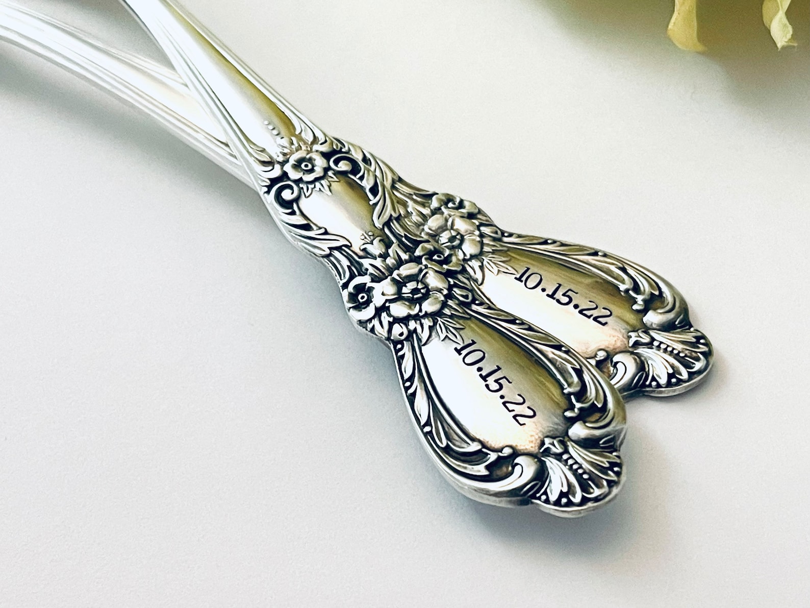 Custom Wedding Forks - Vintage Hand Stamped Dessert Fork Set - Wedding ...