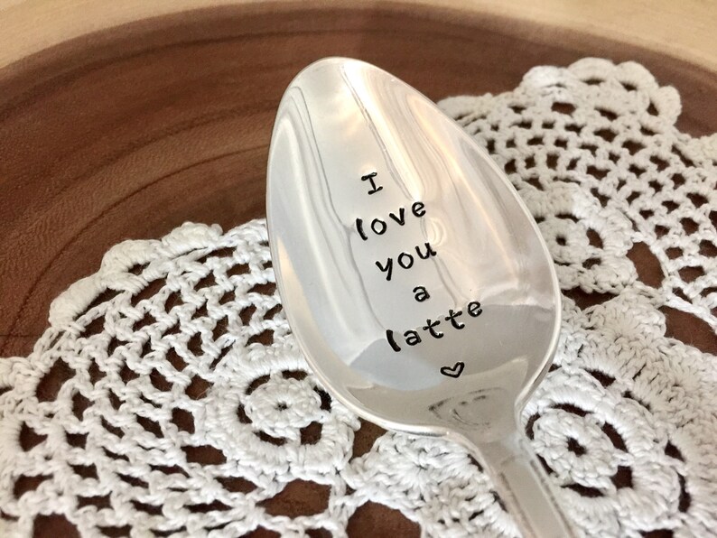 Custom Hand Stamped Spoons, Vintage Silver Plated Coffee Spoon, I Love ...