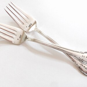 Custom Wedding Forks Vintage Hand Stamped Dessert Fork Set - Etsy