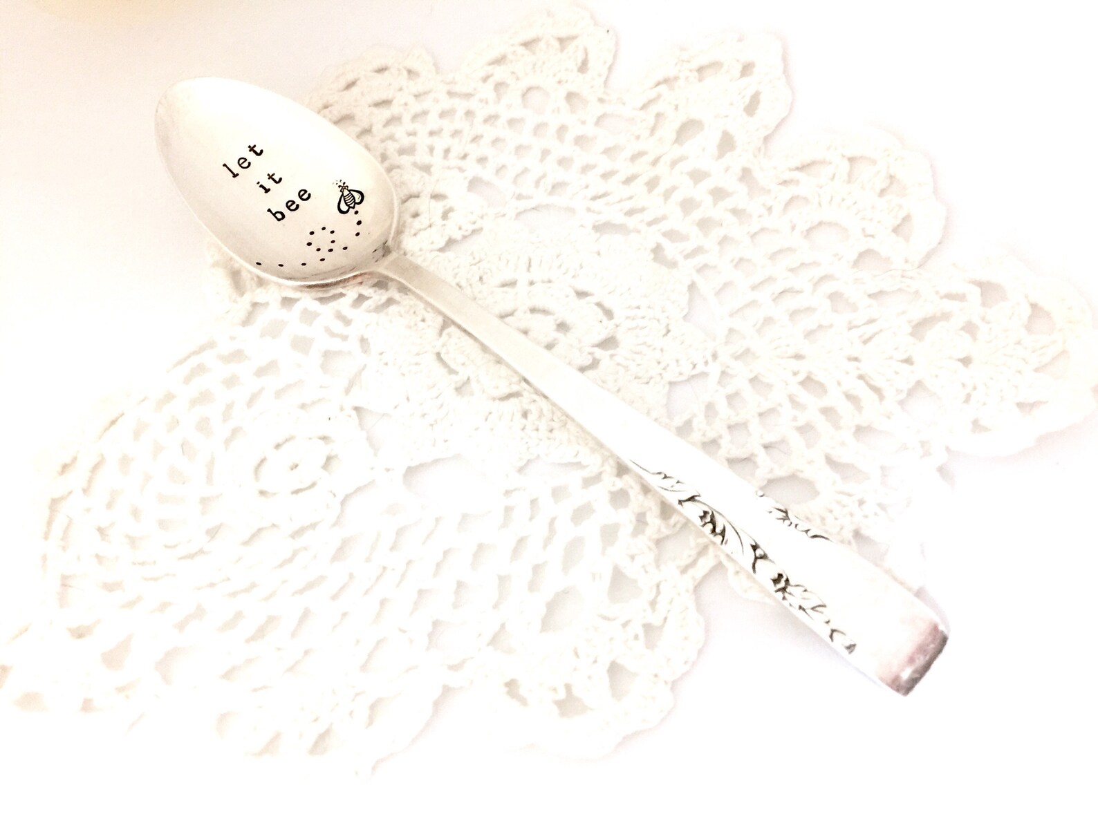 Vintage Hand Stamped Spoons, Let It Bee Spoon, Engraved Tea Spoons ...