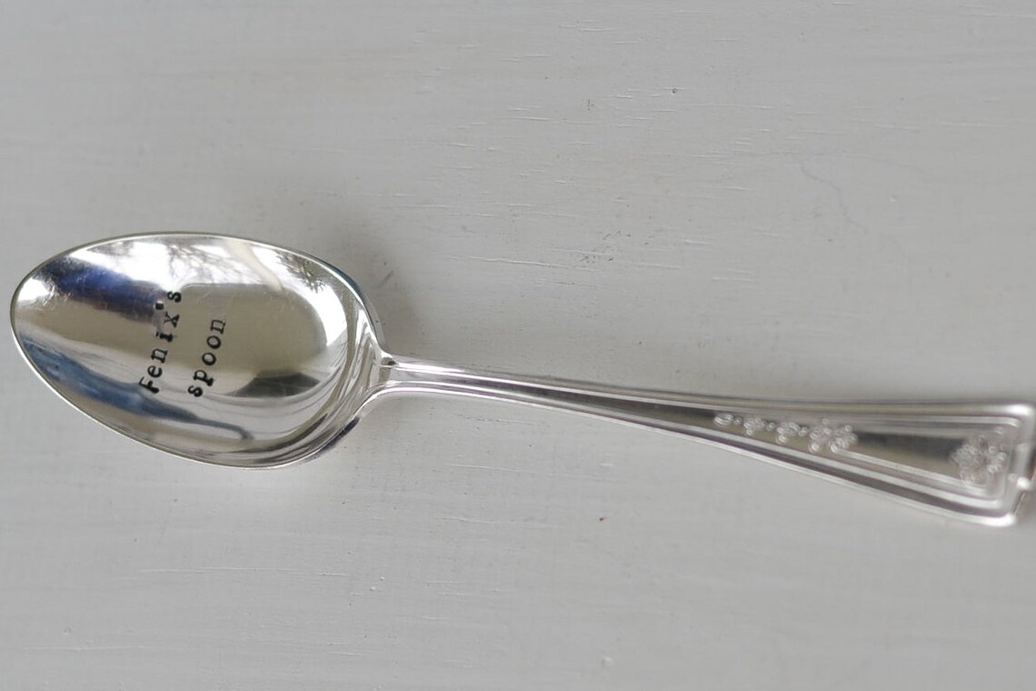 Custom Hand Stamped Spoon Personalized Engraved Silver Plate - Etsy