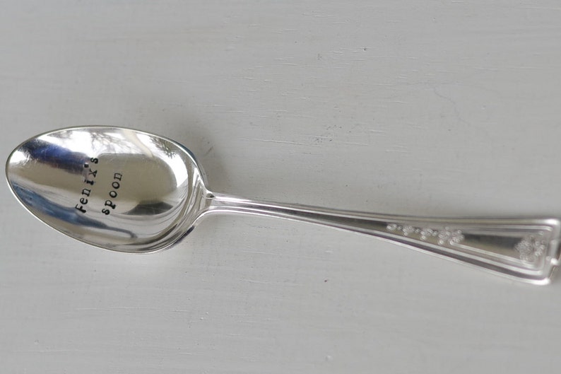 Custom Hand Stamped Spoon - Personalized Engraved Silver Plate Spoon ...