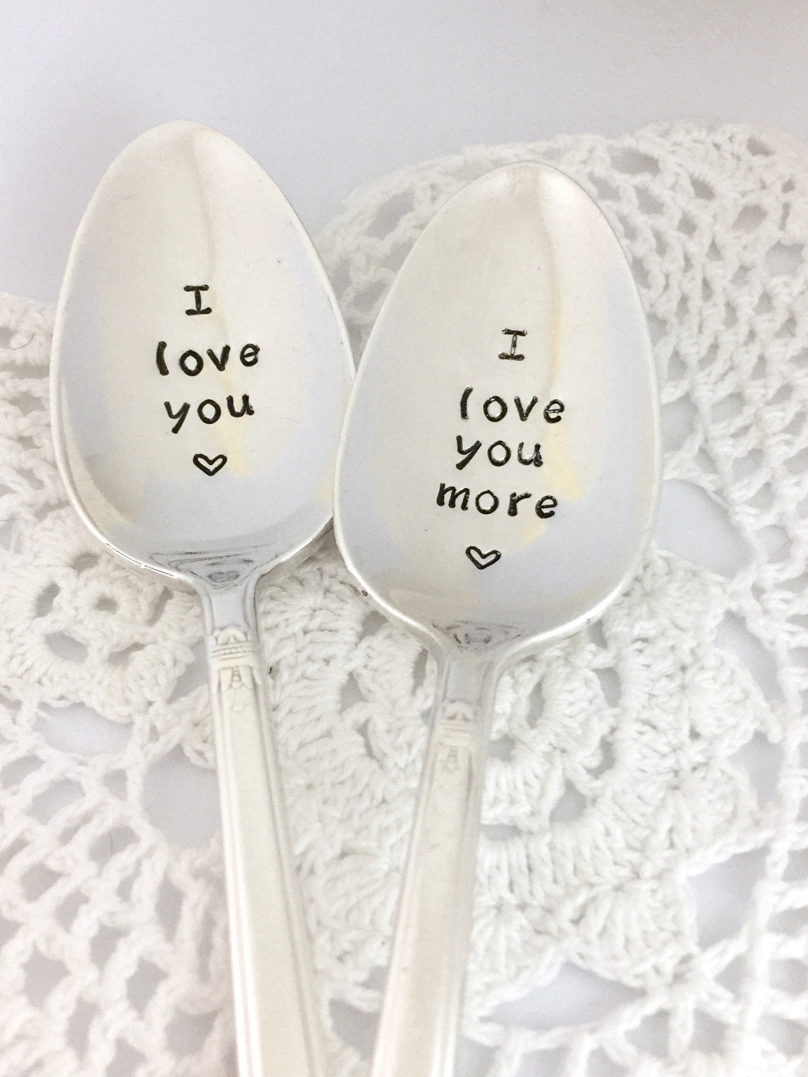 Custom Hand Stamped Spoons - Vintage Silver Plate Spoons - I Love You I ...