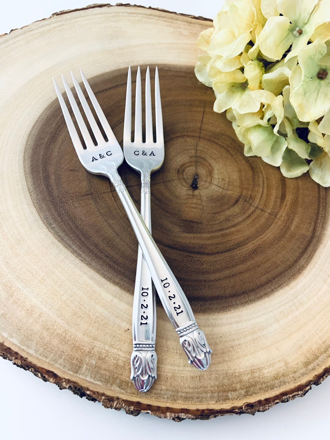 Custom Wedding Forks - Custom Wedding Date Fork Set - Hand Stamped ...