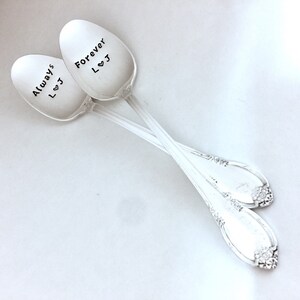 Custom Hand Stamped Spoons, Couples Initials Coffee Spoon Set, Vintage ...