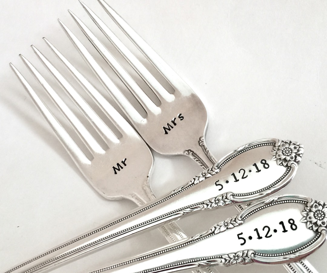 Custom Wedding Forks, Vintage Hand Stamped Forks, Engagement Gift Ideas ...