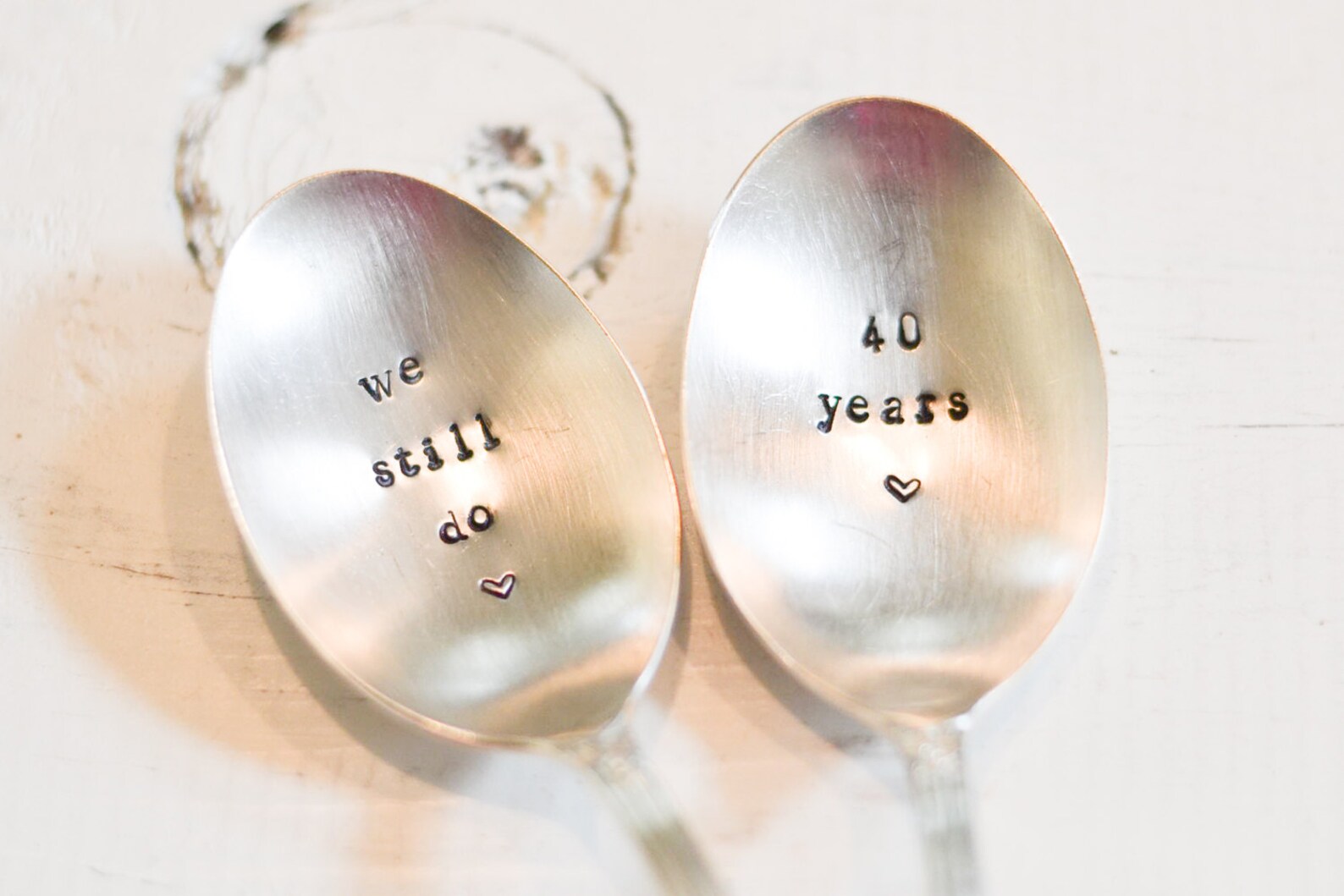 We Still Do Set of Anniversary Spoons - Hand Stamped Spoons - Engraved ...