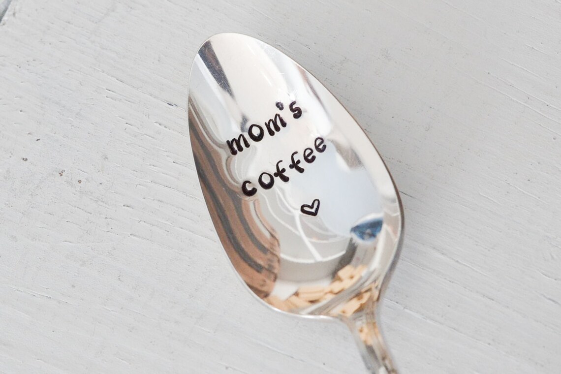 Mom's Coffee Spoon - Custom Teaspoon - Vintage Hand Stamped Spoon ...