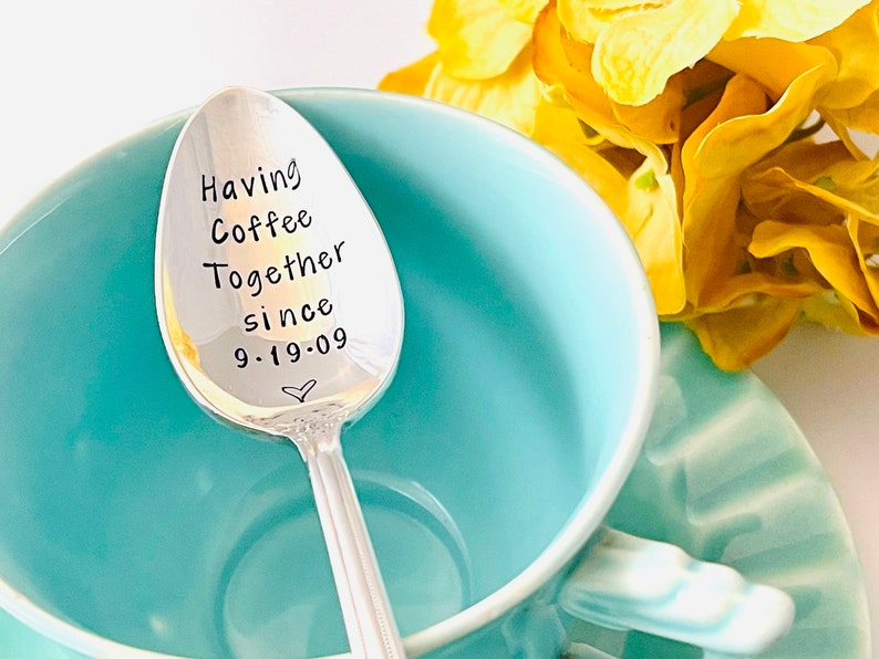 Custom Anniversary Spoon, Vintage Silver Plated Teaspoon, Wedding Date ...
