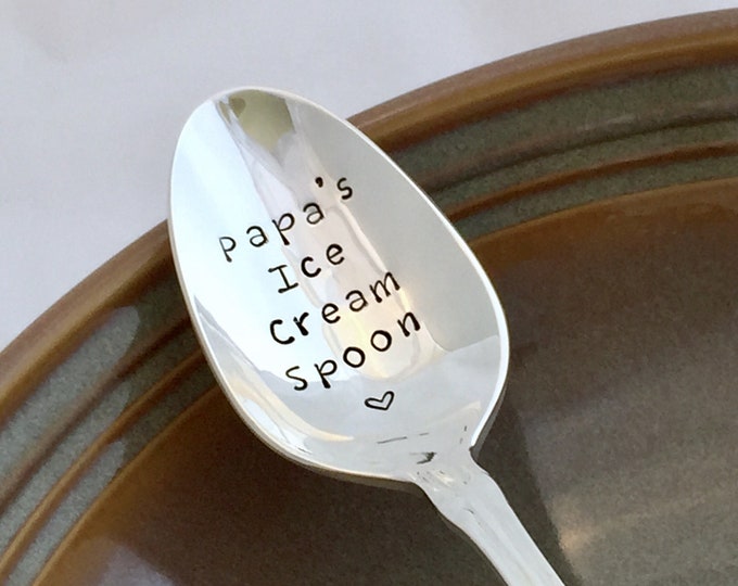 Vintage Hand Stamped Spoon, Great Father's Day Gift, Papa's Ice Cream ...