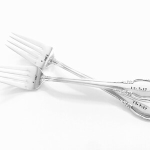 Custom Wedding Forks Vintage Hand Stamped Dessert Fork Set - Etsy