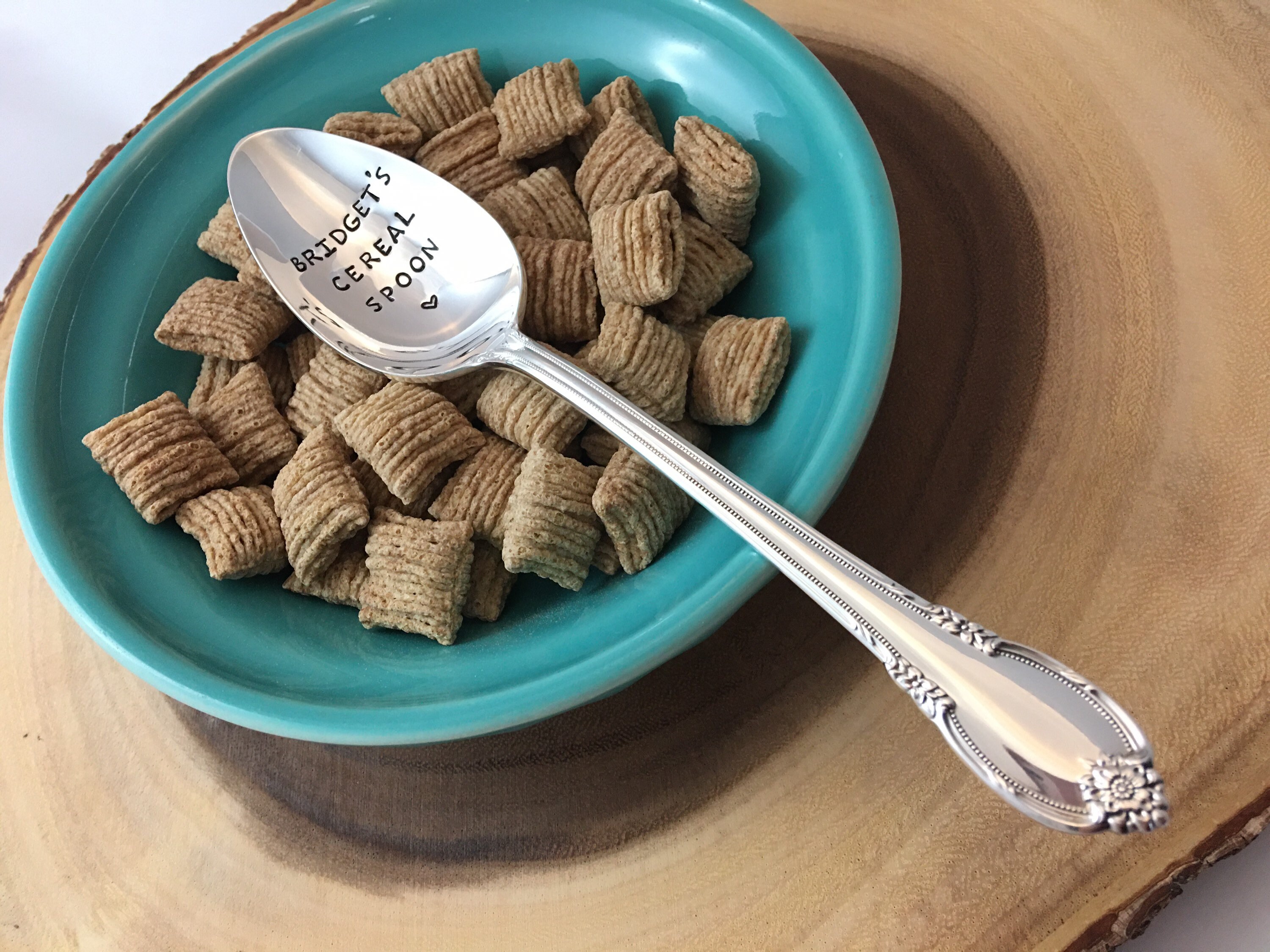 Custom name cereal spoons Vintage Silverplate hand stamped | Etsy