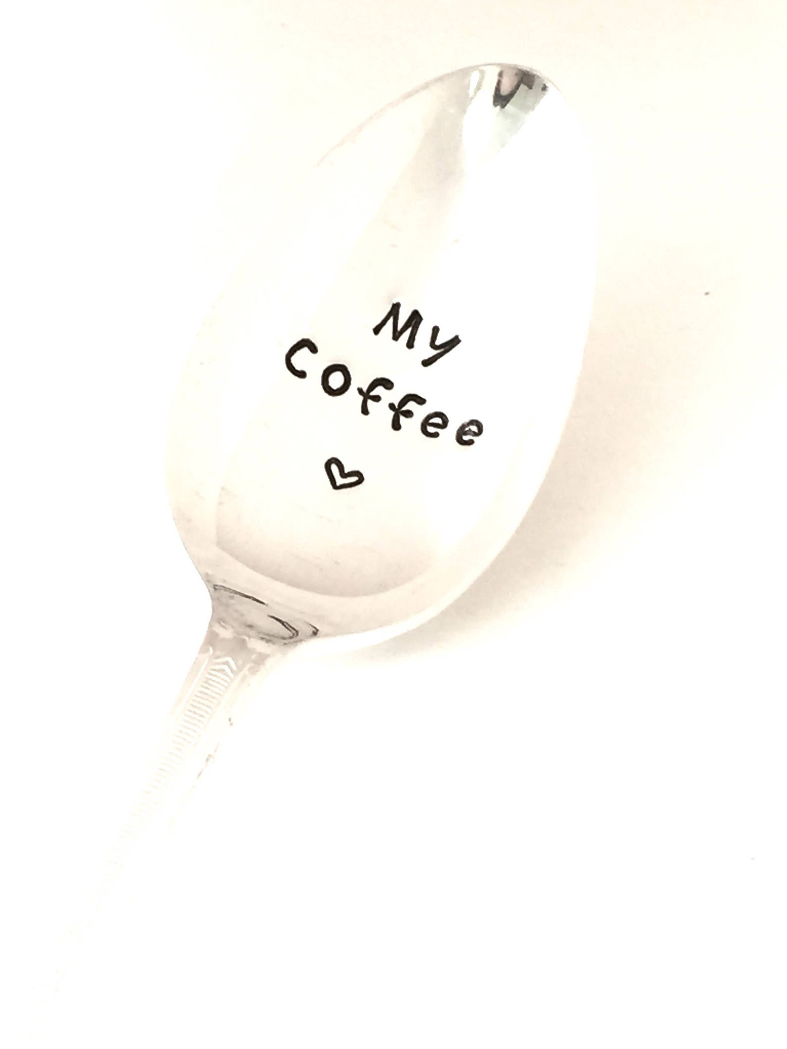 Vintage Hand Stamped Silver Plate Spoon, My Coffee Engraved Spoon ...
