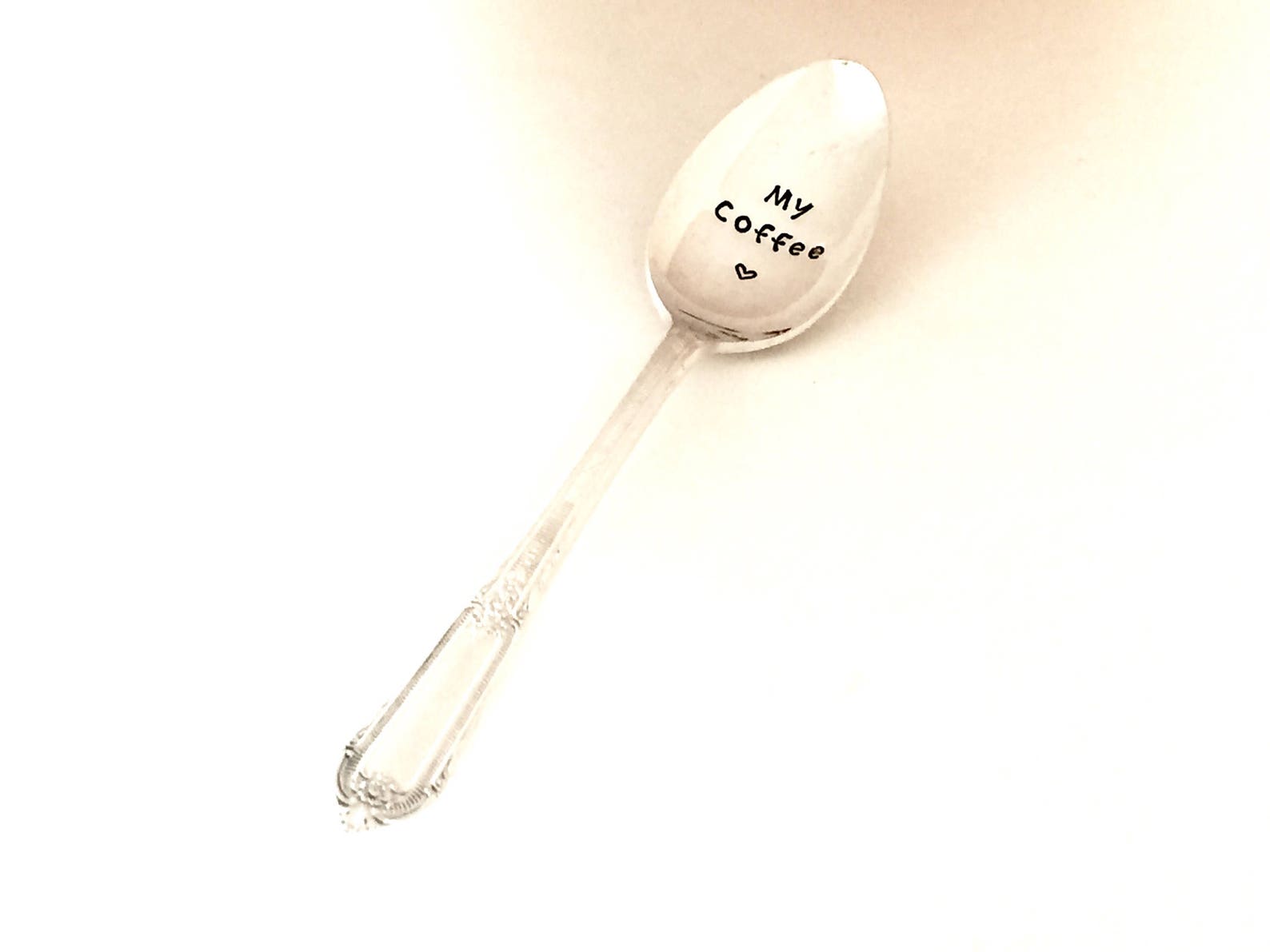 Vintage Hand Stamped Silver Plate Spoon, My Coffee Engraved Spoon ...