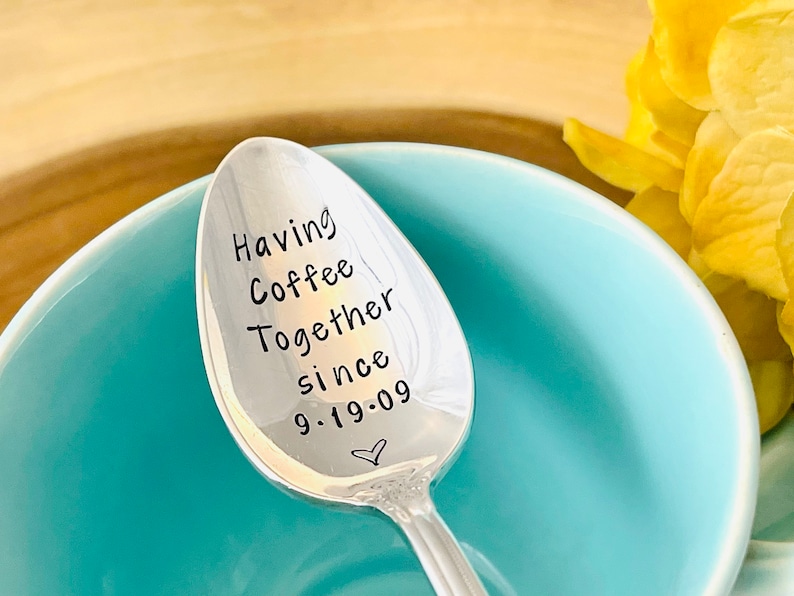 Custom Anniversary Spoon, Vintage Silver Plated Teaspoon, Wedding Date ...