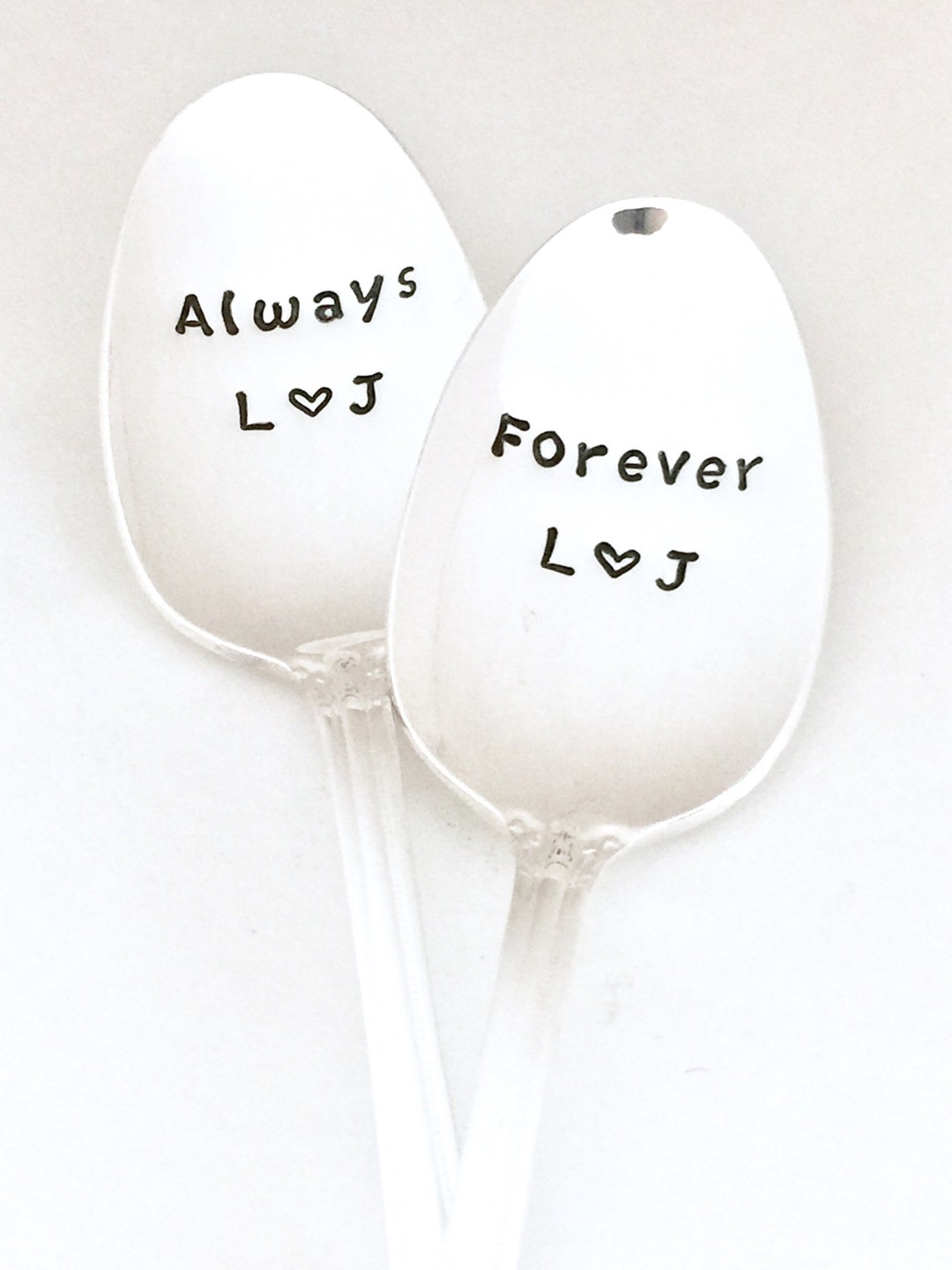 Custom Hand Stamped Spoons, Couples Initials Coffee Spoon Set, Vintage ...