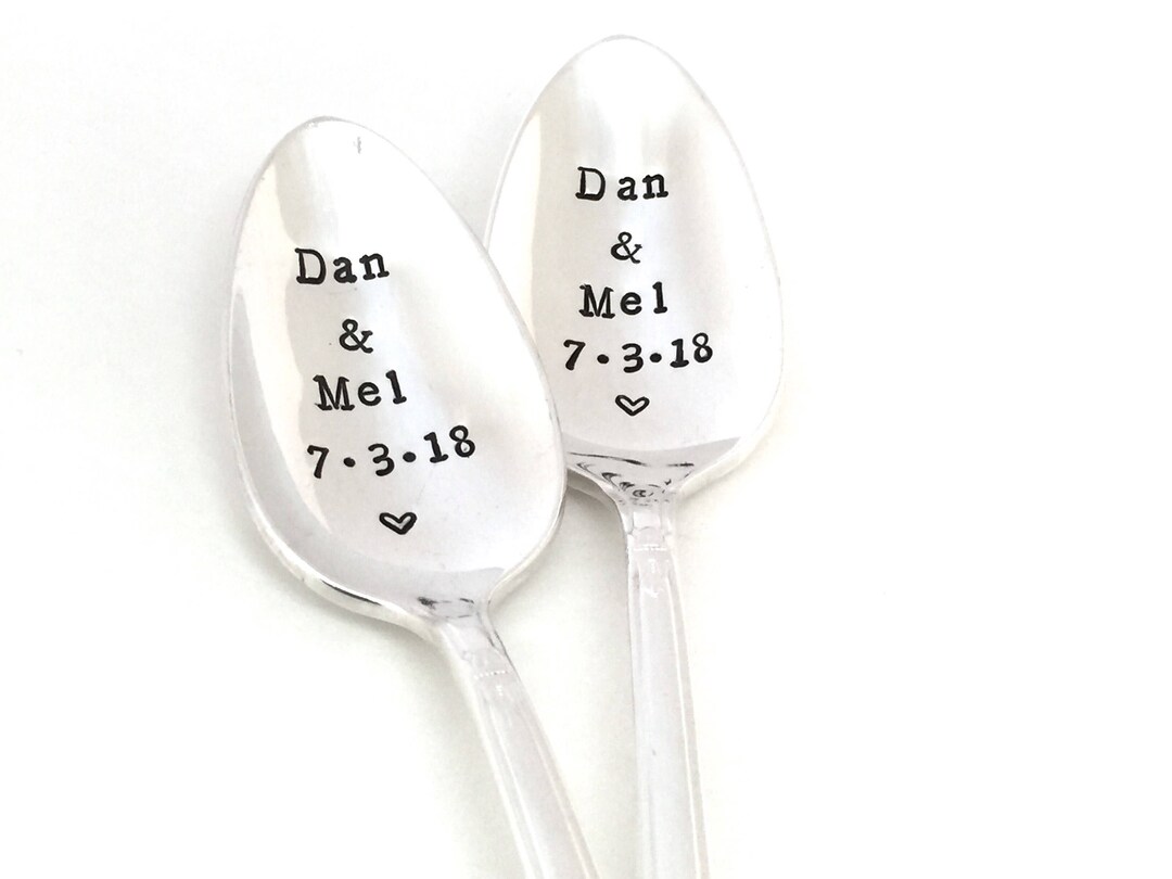 Wedding Spoons, Vintage Hand Stamped Teaspoons, Mr & Mrs Coffee Spoon ...