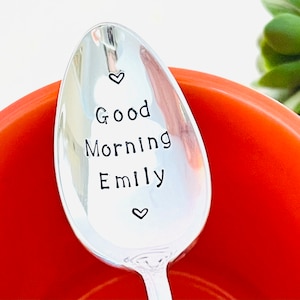 Custom Name Good Morning Spoon, Vintage Handstamped Coffee Spoons ...