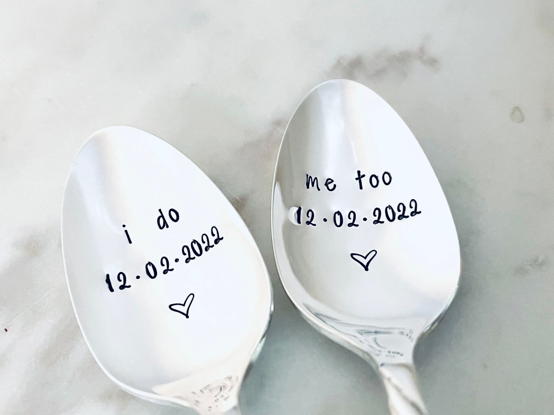 Custom Wedding Spoons, Vintage Hand Stamped Spoons, Engagement Spoons ...