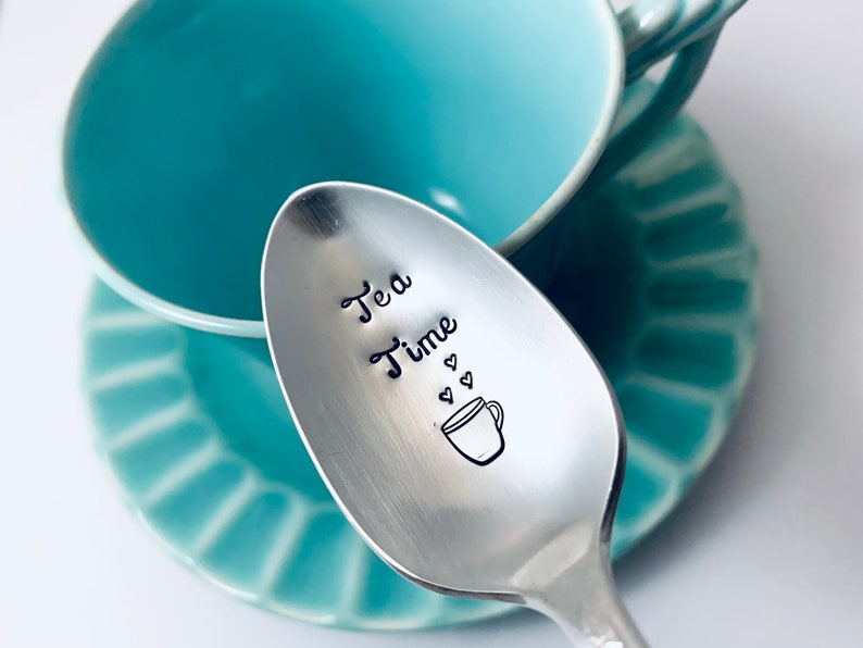Custom Handstamped Teaspoon, Vintage Silverplate Tea Time Spoon, Fun ...