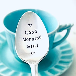 Custom Name Good Morning Spoon, Vintage Handstamped Coffee Spoons ...