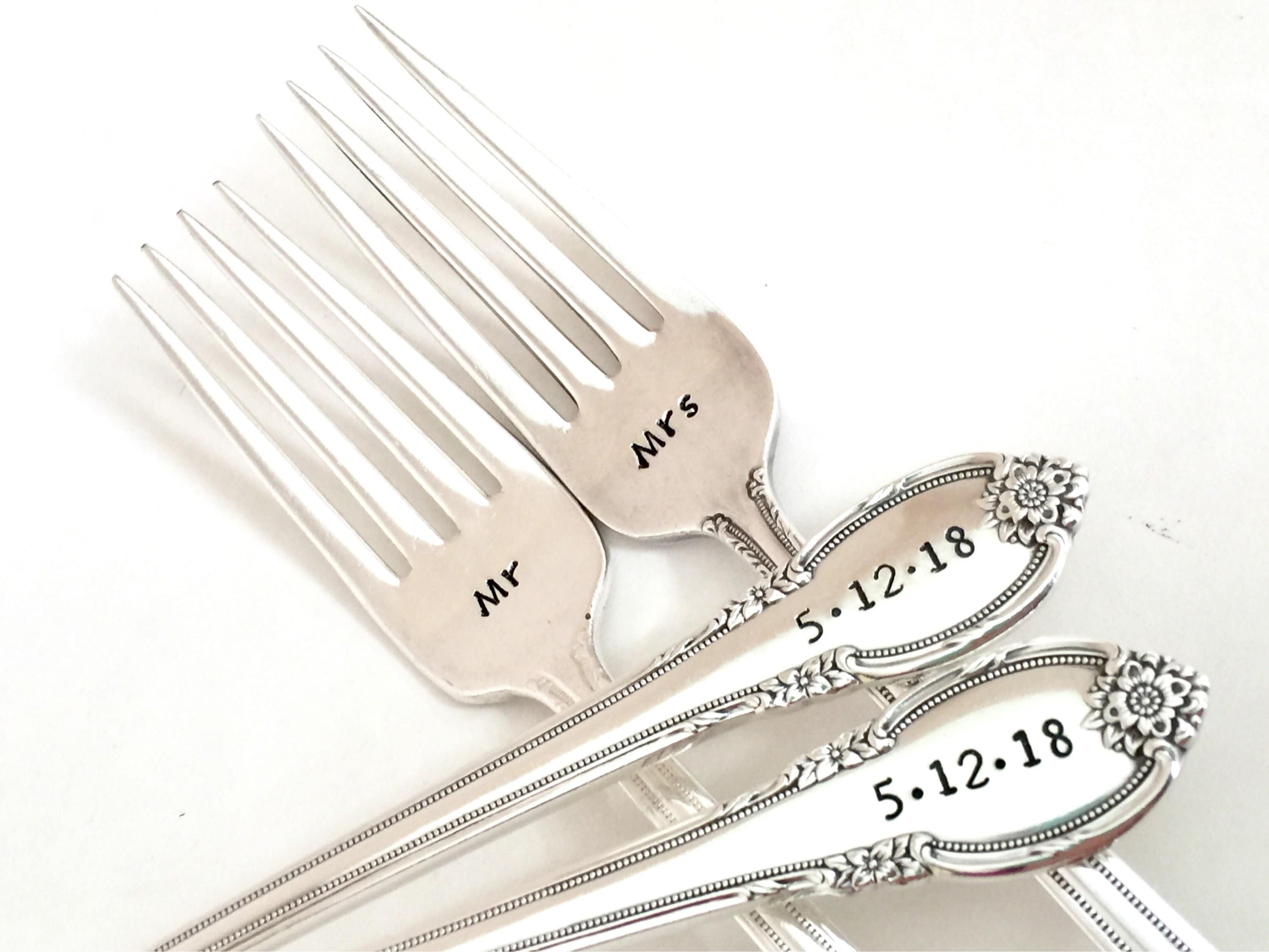 Custom Wedding Forks Vintage Hand Stamped Forks Engagement - Etsy