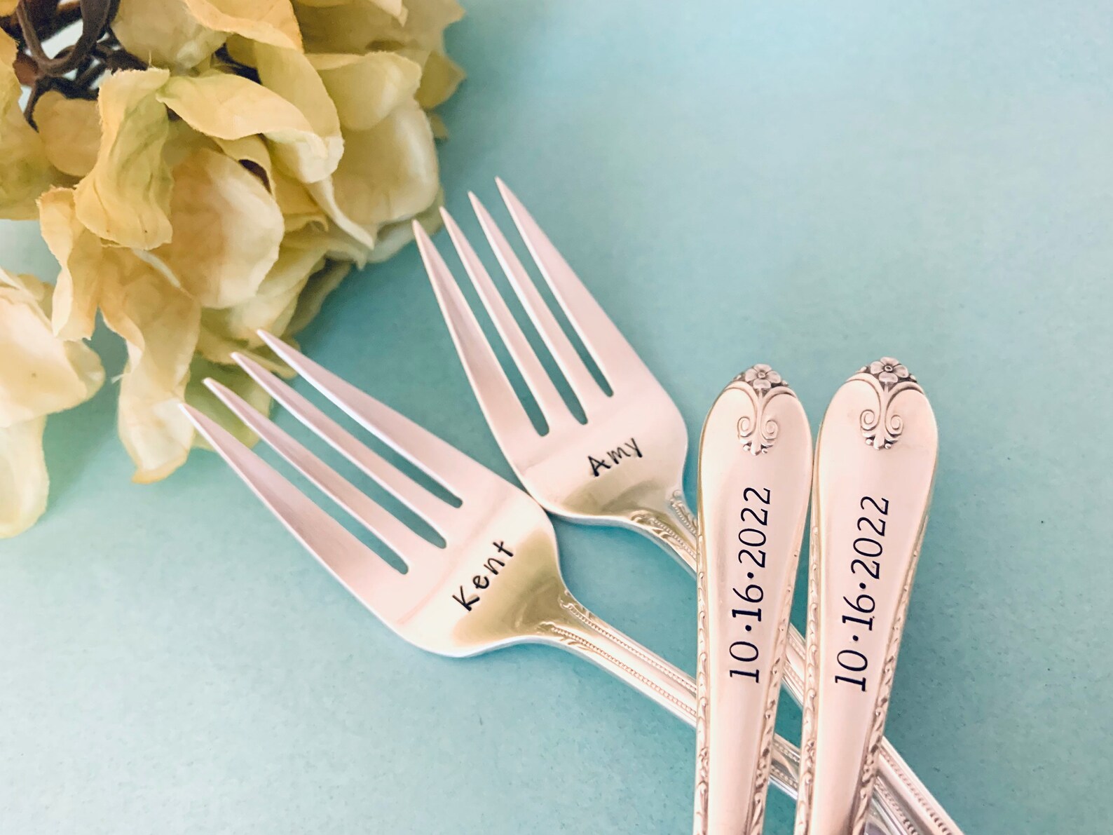 Custom Wedding Forks, Vintage Hand Stamped Forks, Engagement Gift Ideas ...