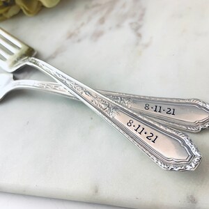 Custom Wedding Fork Set - Handstamped Wedding Date Forks - Cake Cutting ...