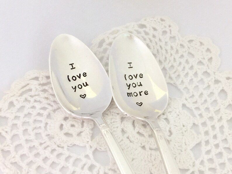 Custom Hand Stamped Spoons - Vintage Silver Plate Spoons - I Love You I ...