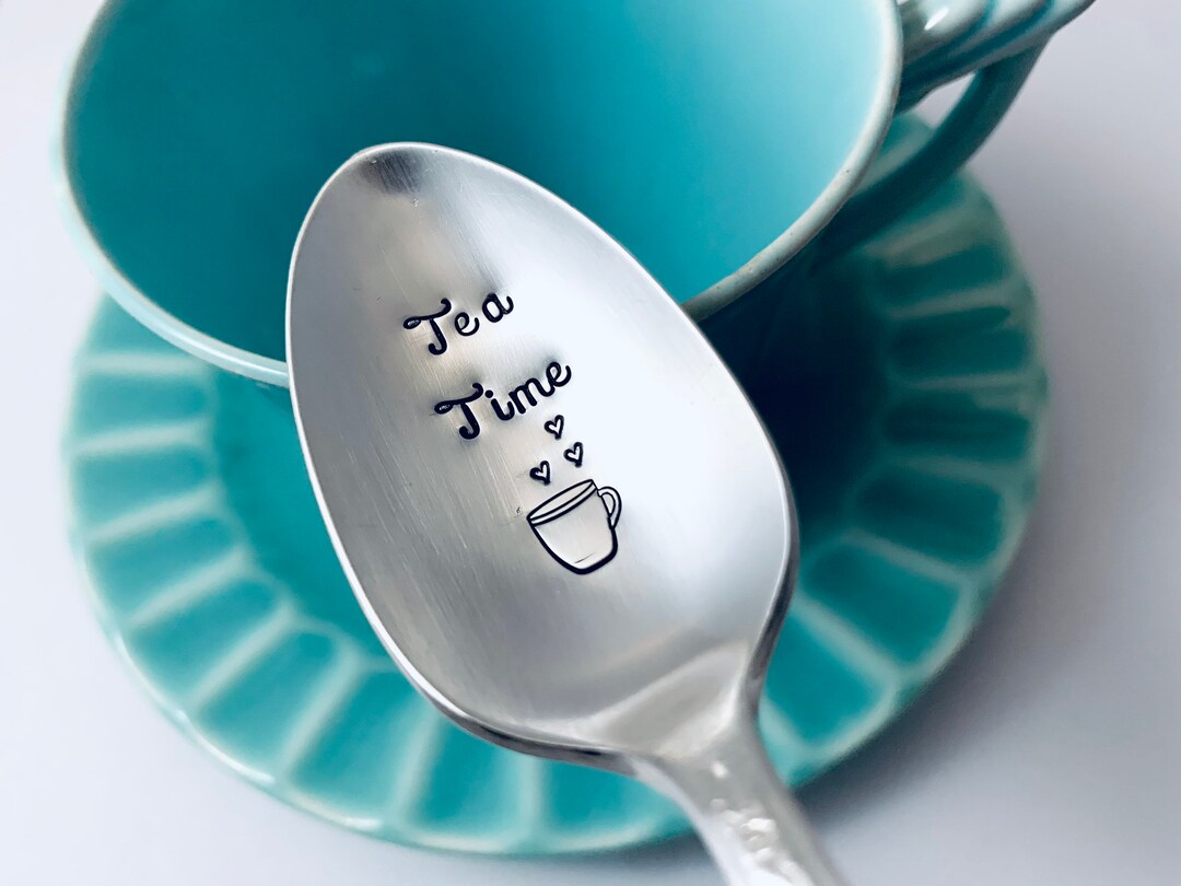 Custom Handstamped Teaspoon, Vintage Silverplate Tea Time Spoon, Fun ...