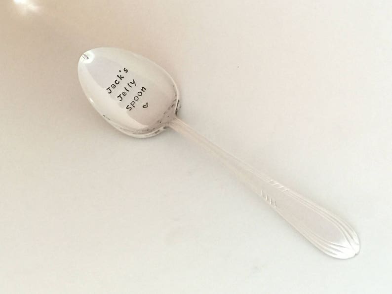 Custom vintage hand stamped spoon PB&J my jelly spoon | Etsy