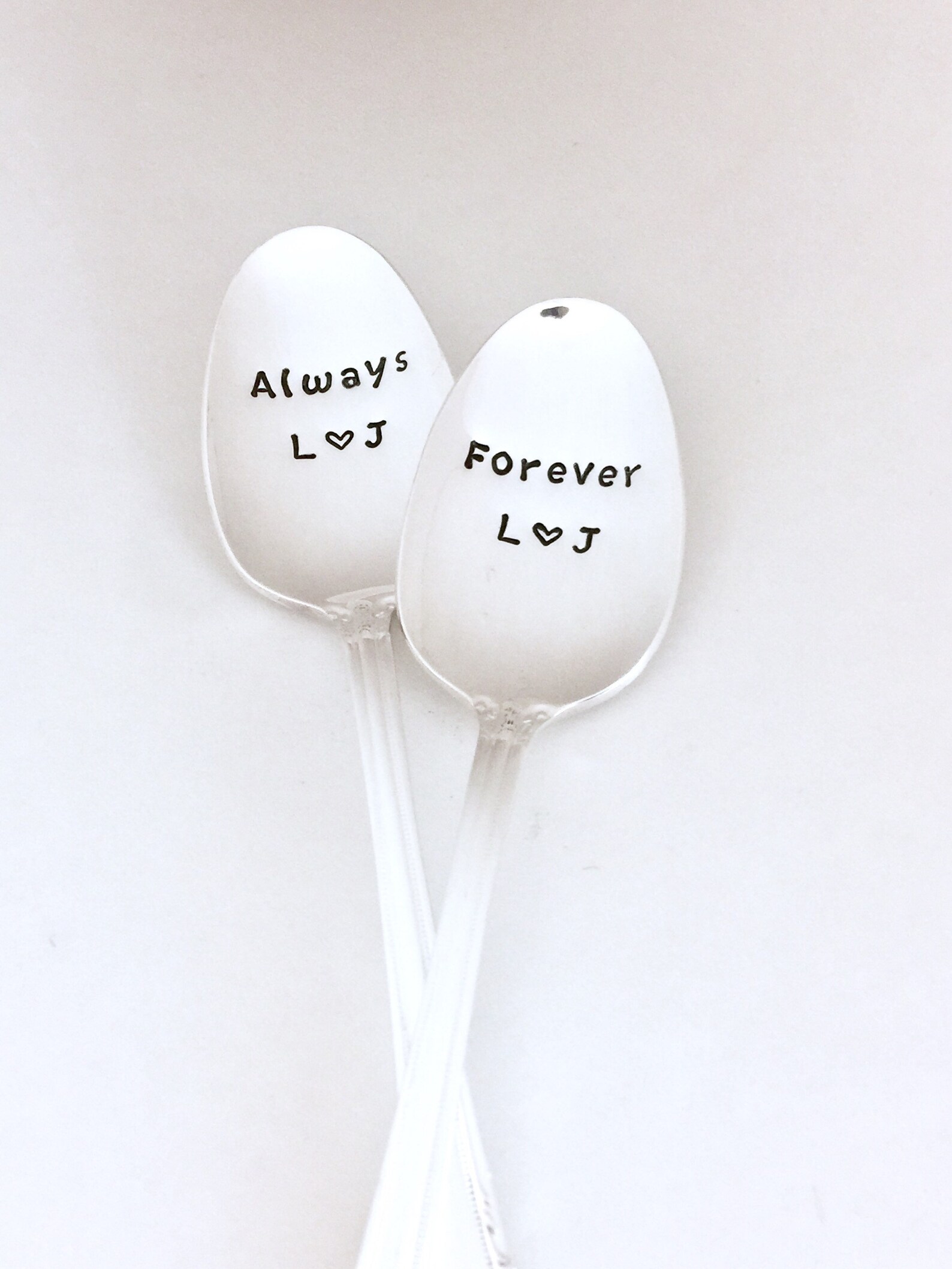 Custom Hand Stamped Spoons, Couples Initials Coffee Spoon Set, Vintage ...