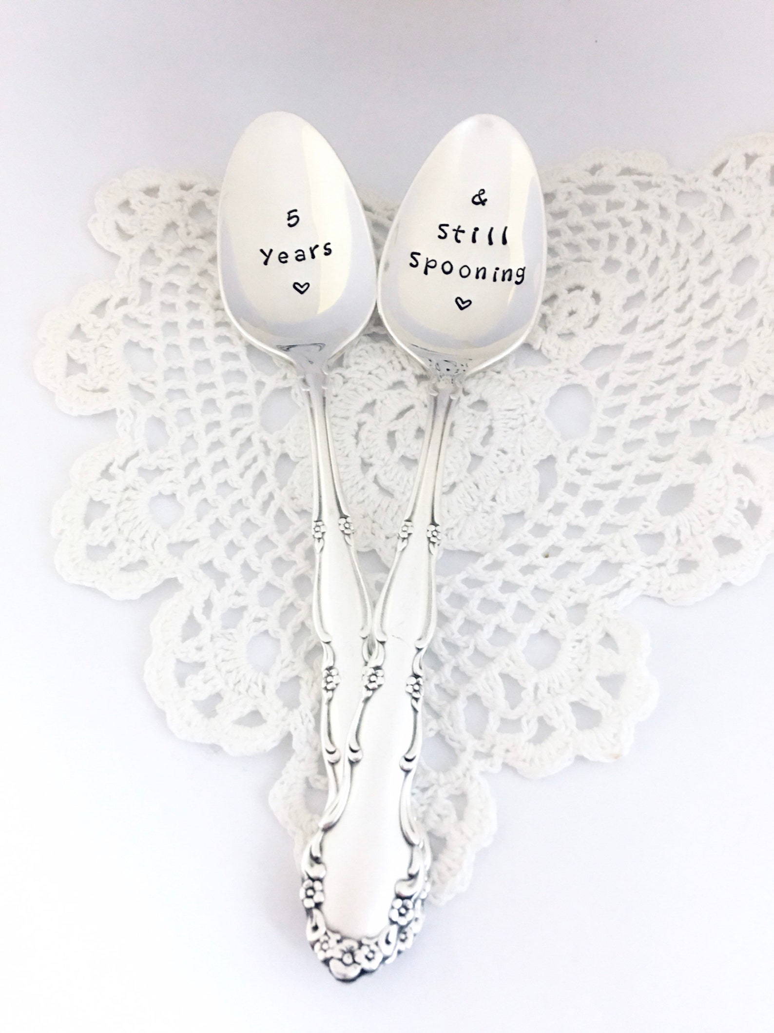 Custom anniversary spoons Vintage hand stamped spoons Cute | Etsy