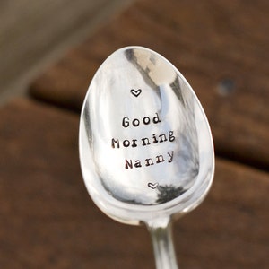 Custom Good Morning Spoon - Engraved Hand Stamped Vintage Spoon Gift ...