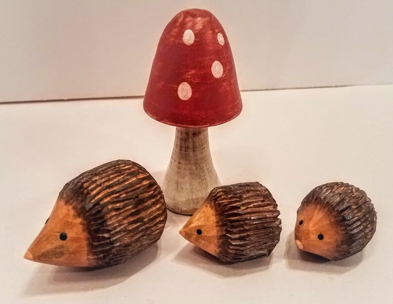 Wood Carved Hedgehogs - Etsy