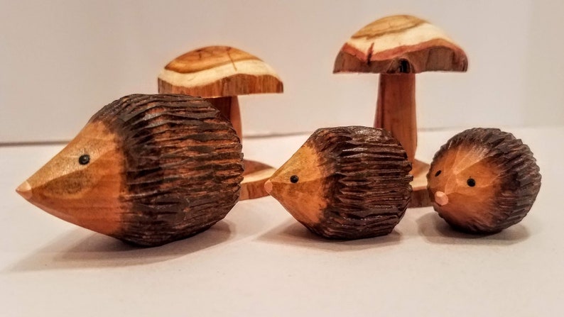 Wood Carved Hedgehogs | Etsy