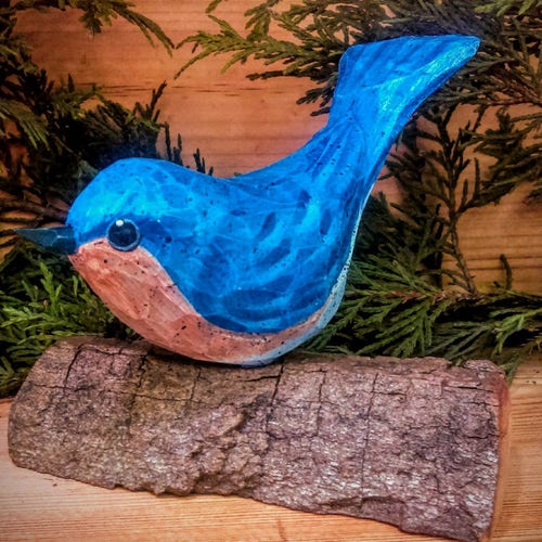 Hand Carved Windowsill Bird bluebird Carved From White Pine. - Etsy