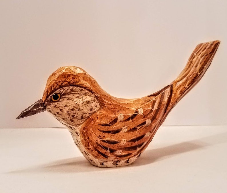 Hand Carved Windowsill Bird (brown Thrasher) - Etsy