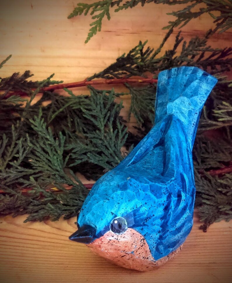 Hand Carved Windowsill Bird Bluebird carved from white pine. | Etsy