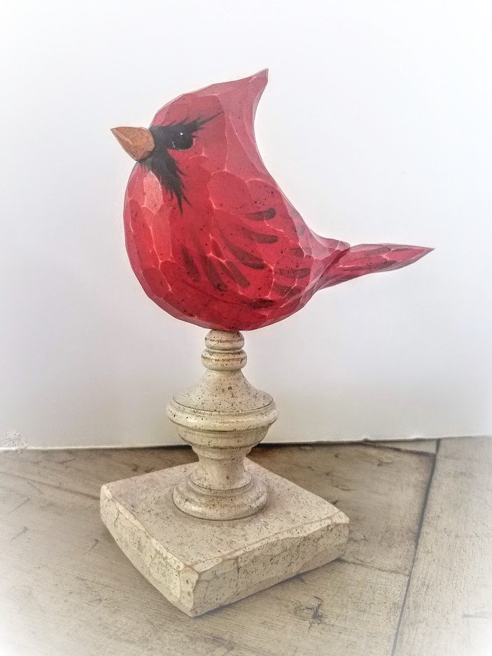 Hand Carved Bird cardinal From White Pine. | Etsy