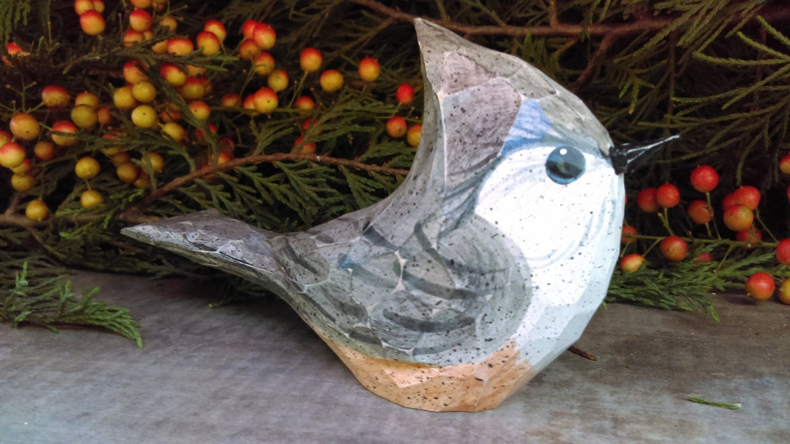 Hand Carved Windowsill Bird titmouse - Etsy