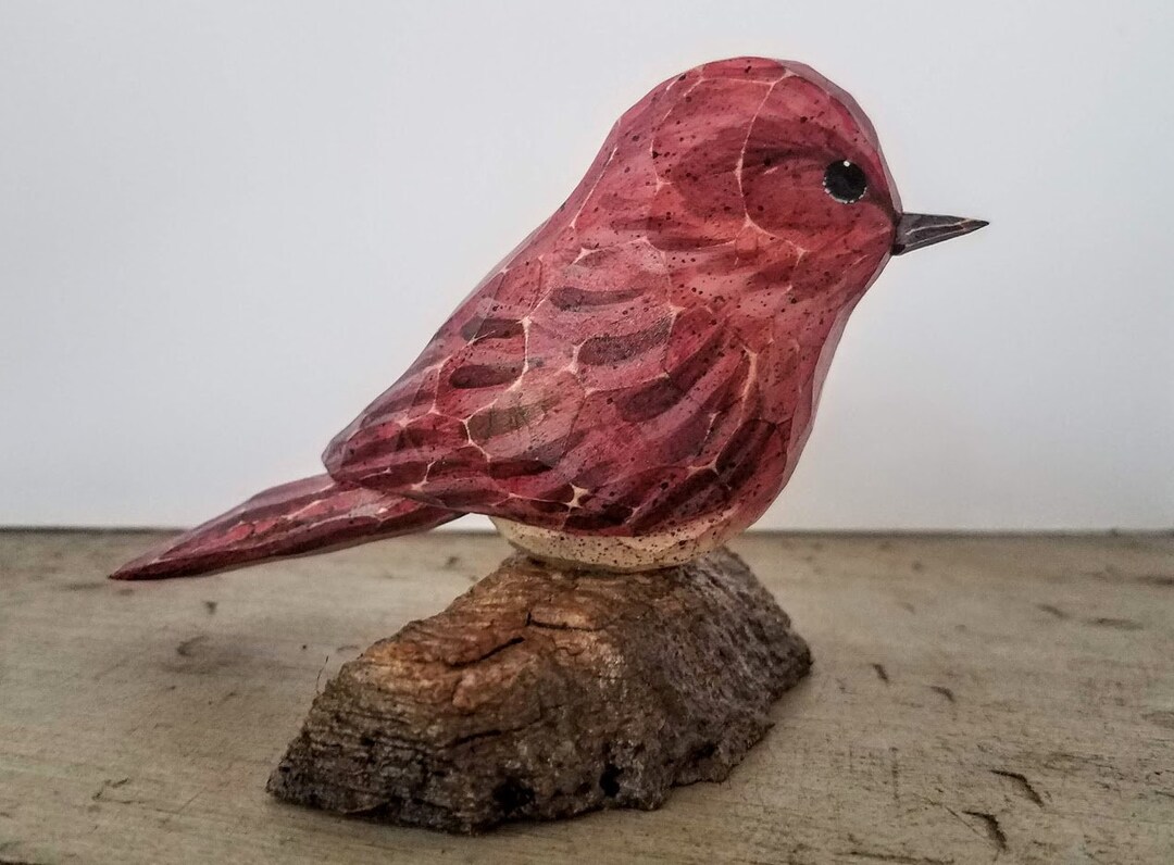 Wood Carved Purple Finch - Etsy