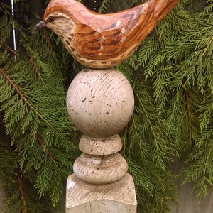 Hand Carved Garden Post Birds - Etsy