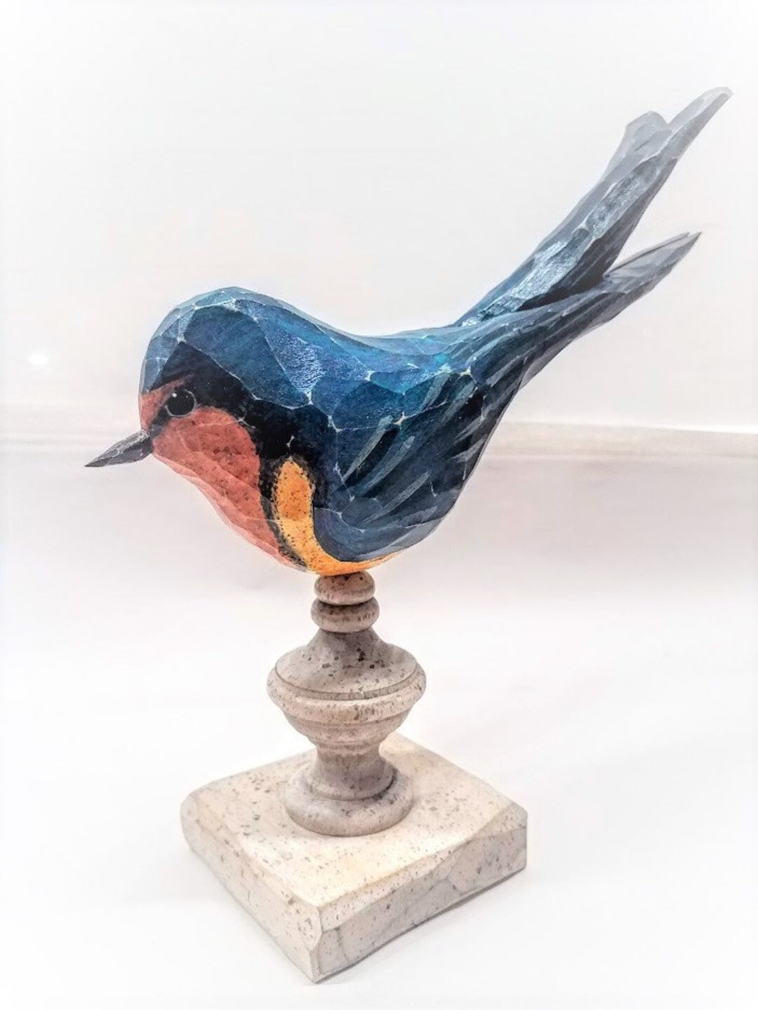 Wood Carved Barn Swallow on Finial - Etsy