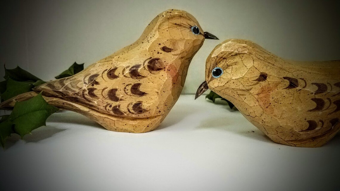 Hand Carved Windowsill Birds Set of 2 (mourning Dove) - Etsy