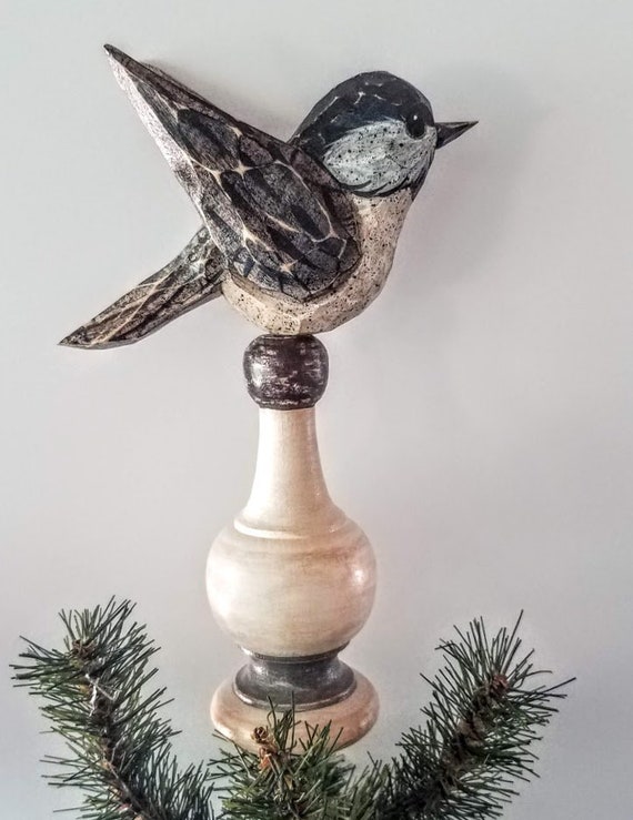 Chickadee Christmas Tree Topper - Etsy
