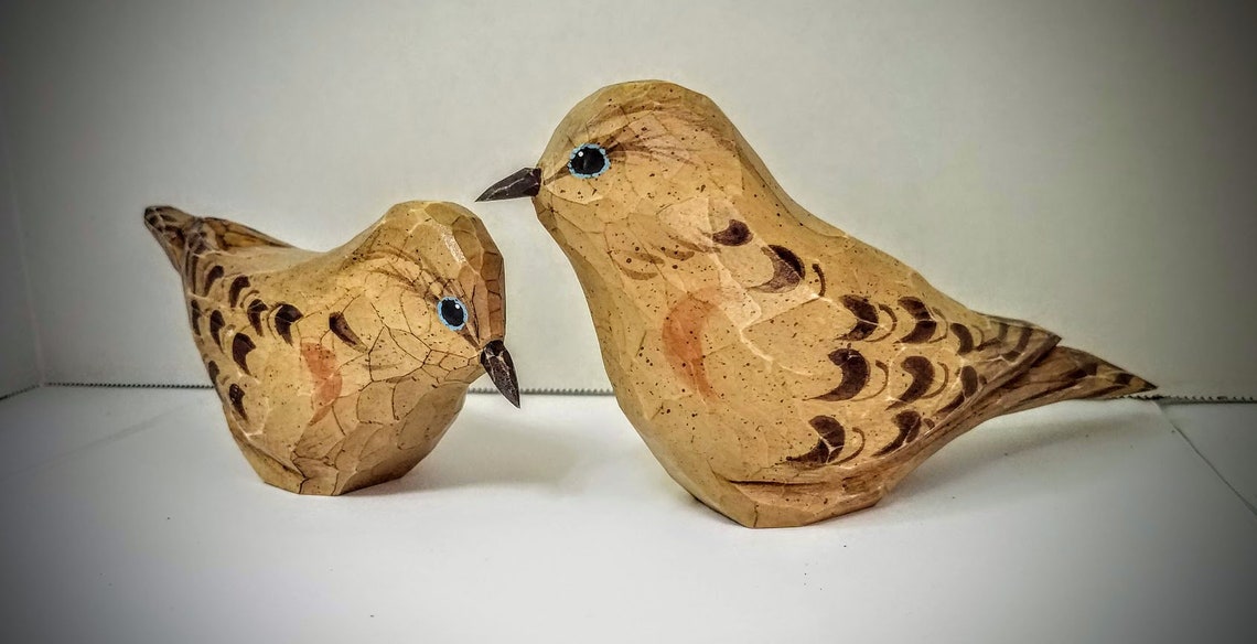 Hand Carved Windowsill Birds Set of 2 (mourning Dove) - Etsy