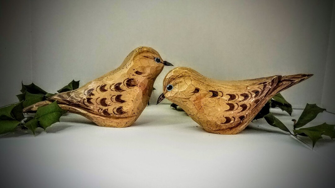 Hand Carved Windowsill Birds Set of 2 (mourning Dove) - Etsy
